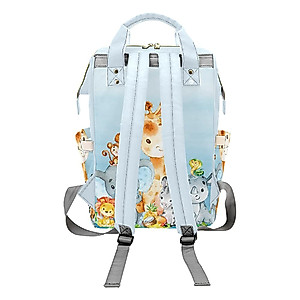 Cute Safari Jungle Animals Diaper Bag Backpack with Name for Men Women Custom Nursing Baby Bags Shoulders Travel Bag Daypack