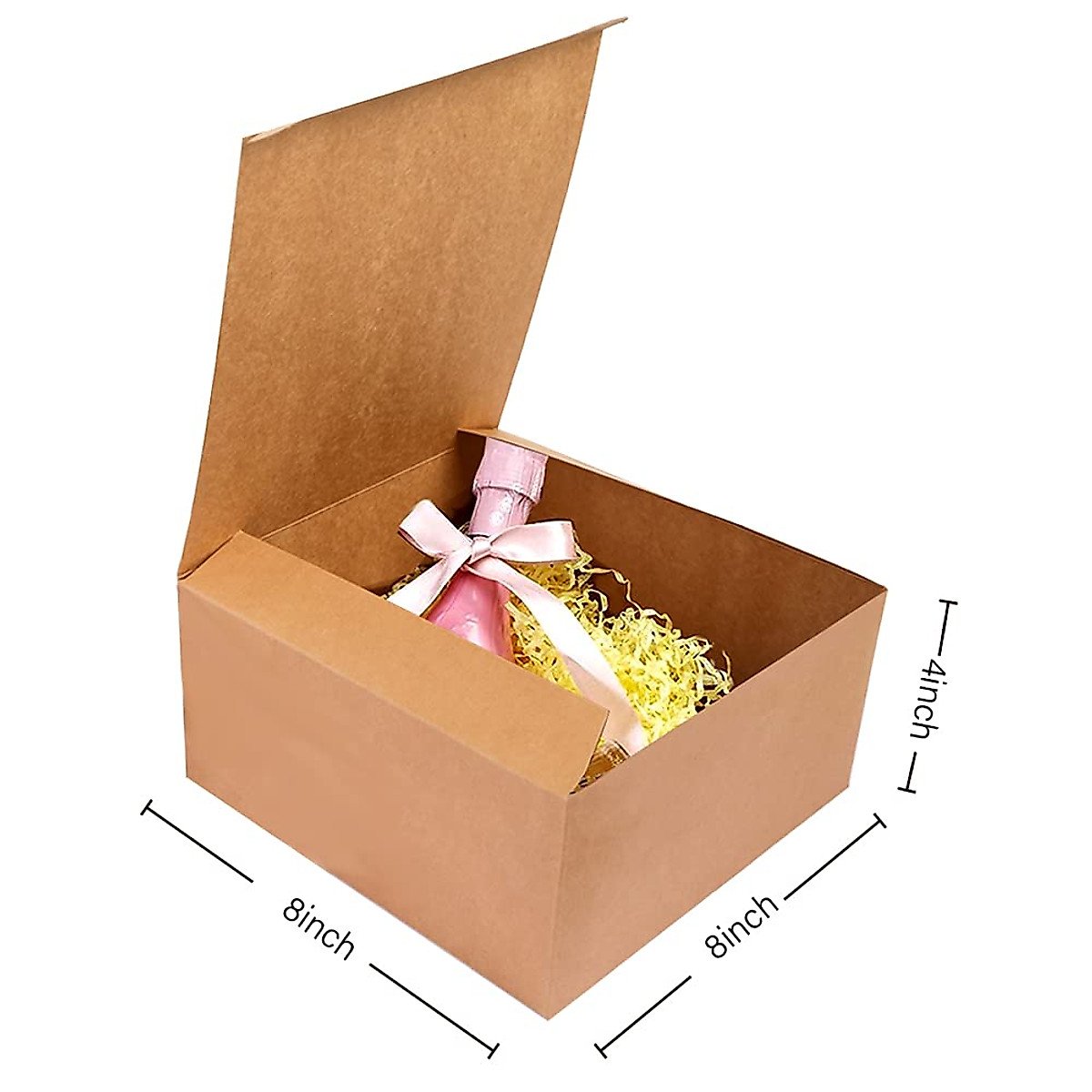 Starrky Kraft Paper Gift Boxes, 12PCS Kraft Paper Present Packaging Boxes 8 x 8 x 4 Inches Kraft Cardboard Gift Boxes for Valentine's Day Christmas Bridesmaid Proposal Birthdays Weddings Crafting