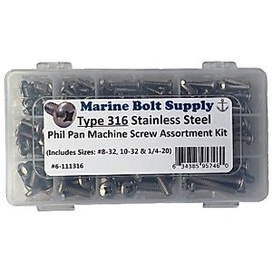 Type 316 Stainless Steel Phillips Pan Machine Screw Kit Marine Bolt Supply 6-111316