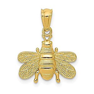 IceCarats 14K Yellow Gold Queen Bumble Bee Necklace Honeybee Pendant Beekeeper Charm Only