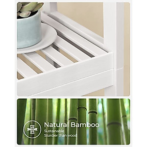 SONGMICS Over The Toilet Storage, 3-Tier Bamboo Over Toilet Bathroom Organizer with Adjustable Shelf, Fit Most Toilets, Space-Saving, Easy Assembly, White UBTS01WT