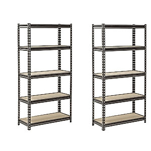 Muscle Rack UR301260PB5P-SV Silver Vein Steel Storage Rack, 5 Adjustable Shelves, 4000 lb. Capacity, 60" Height x 30" Width x 12" Depth (Pack of 2)
