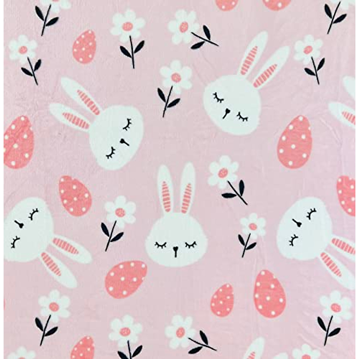 Serafina Home Easter Spring Velvet Fleece Throw Blanket: Spring Bunnies Enjoy Frolicking in The Flowers Fun, Accent for Couch Sofa Chair Bed or Dorm (Spring Bunnies)