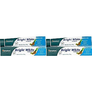 Himalaya Bright White Toothpaste, Fluoride Free to Reduce Plaque & Whiten Teeth, 6.17 oz (Pack of 2)