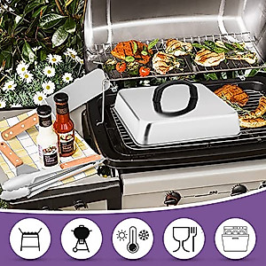 HaSteeL Square Cheese Melting Dome, Stainless Steel 9⅓ x 9⅓ x 2 Inch Steaming Basting Cover, Heavy Duty Griddle Grill Accessories for Flat Top Teppanyaki Cast Iron BBQ Outdoor Kitchen Cooking, 2 Packs
