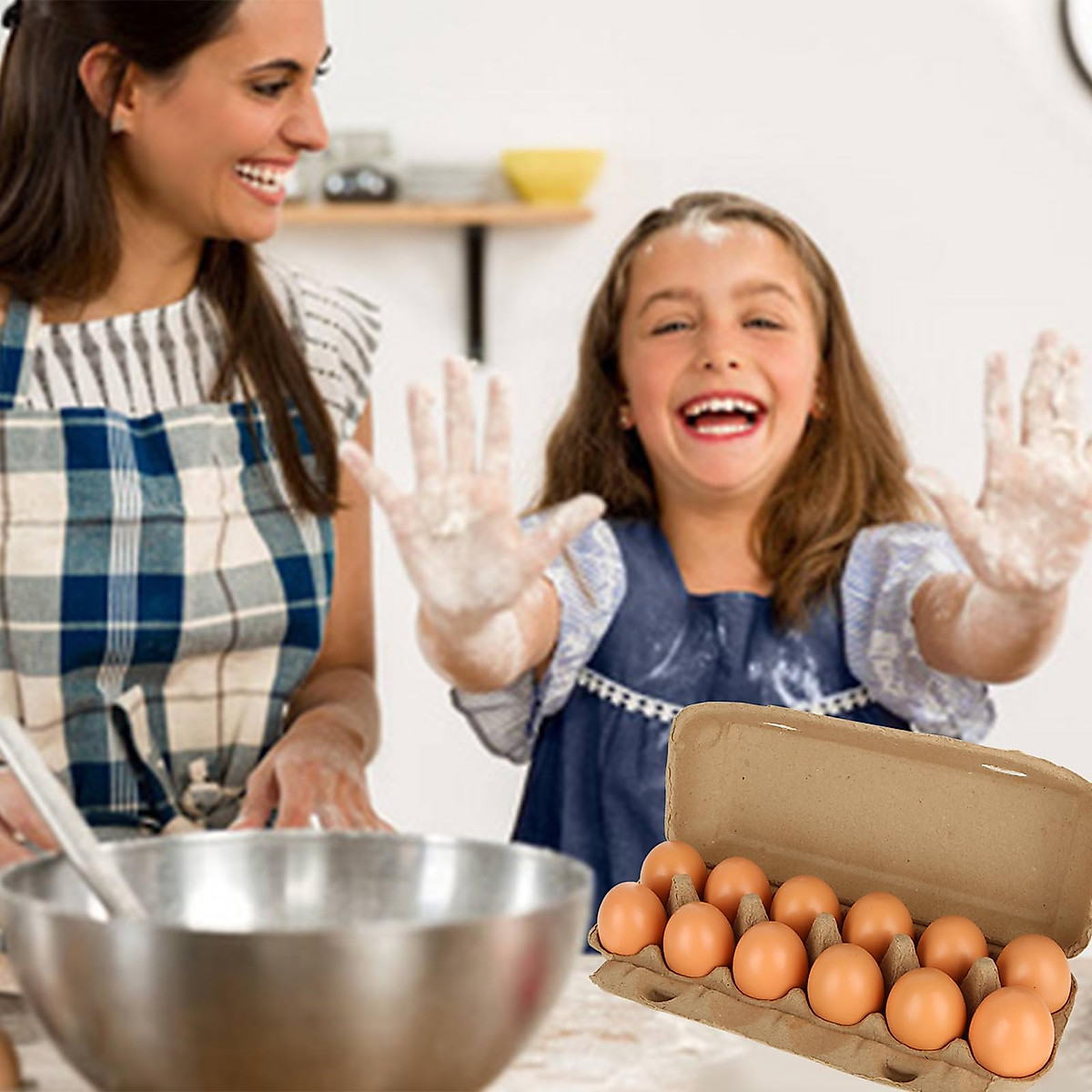 20 Pack Egg Cartons Egg Holder Countertop Paper Egg Cartons 2x6 Style Blank Natural Pulp Egg Cartons Holds Up to 12 Eggs, Sturdy Design Made from Recycled Cardboard