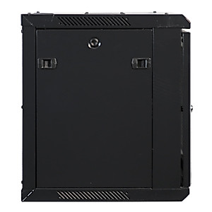 AEONS Professional Wall Mount 19-Inch IT Server Rack Network Cabinet Enclosure 9U 16" Switch-Depth Glass Door Black