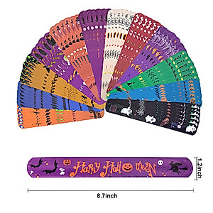60Pcs Halloween Party Favors Slap Bracelets Bulk for kids, Halloween Toys with Bat Spider for Halloween Treats non Candy/Classroom Prizes/Exchanging Gifts/Party Supplies for Girls/Boys/Adults