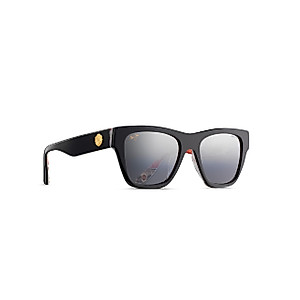 Maui Jim Men's and Women's Treble Polarized Classic Sunglasses, Black Gloss w/Treble Coll Int/Dual Mirror Silver to Black, Medium