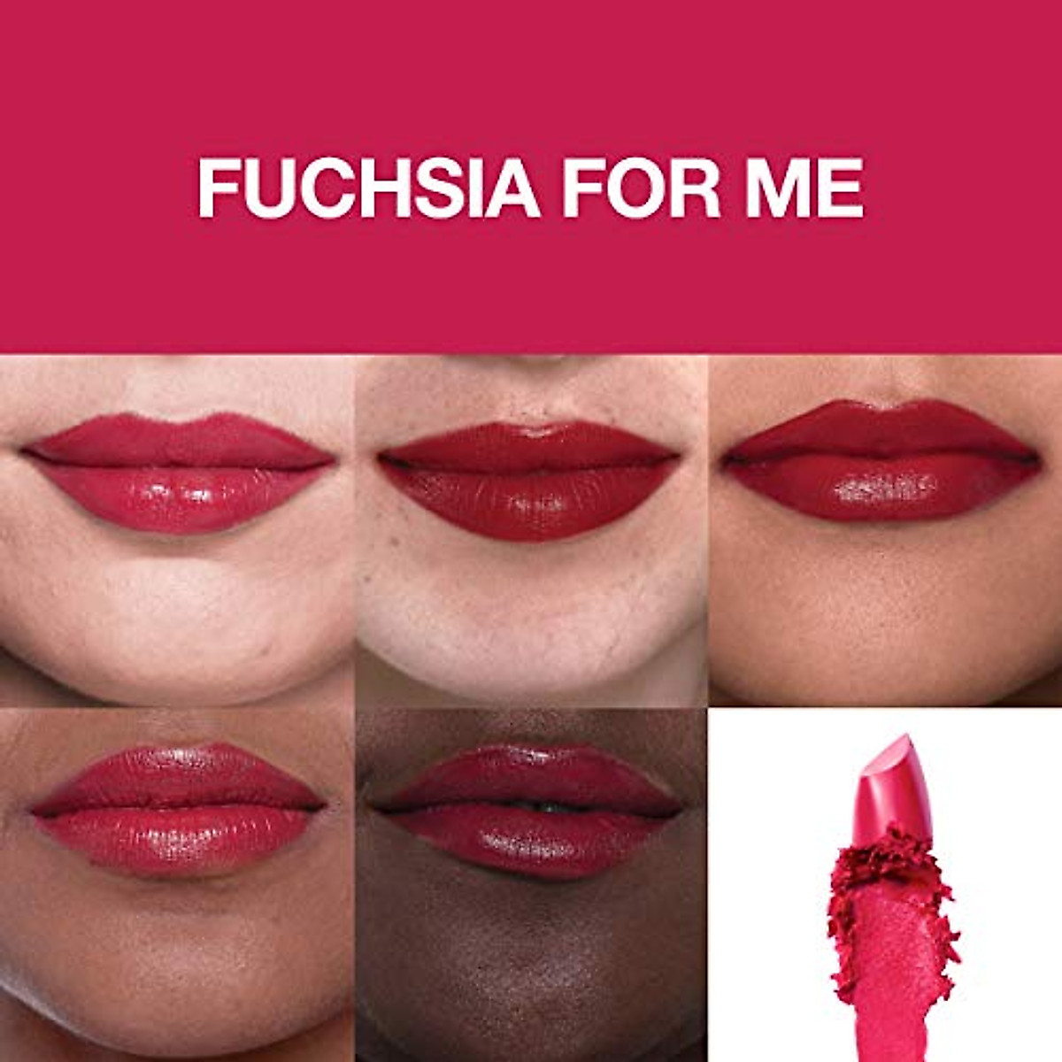Maybelline Color Sensational Made for All Lipstick, Crisp Lip Color & Hydrating Formula, Fuchsia For Me, Bright Pinky Red, 1 Count