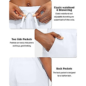 Viodia Women's Bermuda 10" Long Shorts with Pockets Cotton Sweat Lounge Shorts for Women Jersey Athletic Knee Length Shorts for Summer White