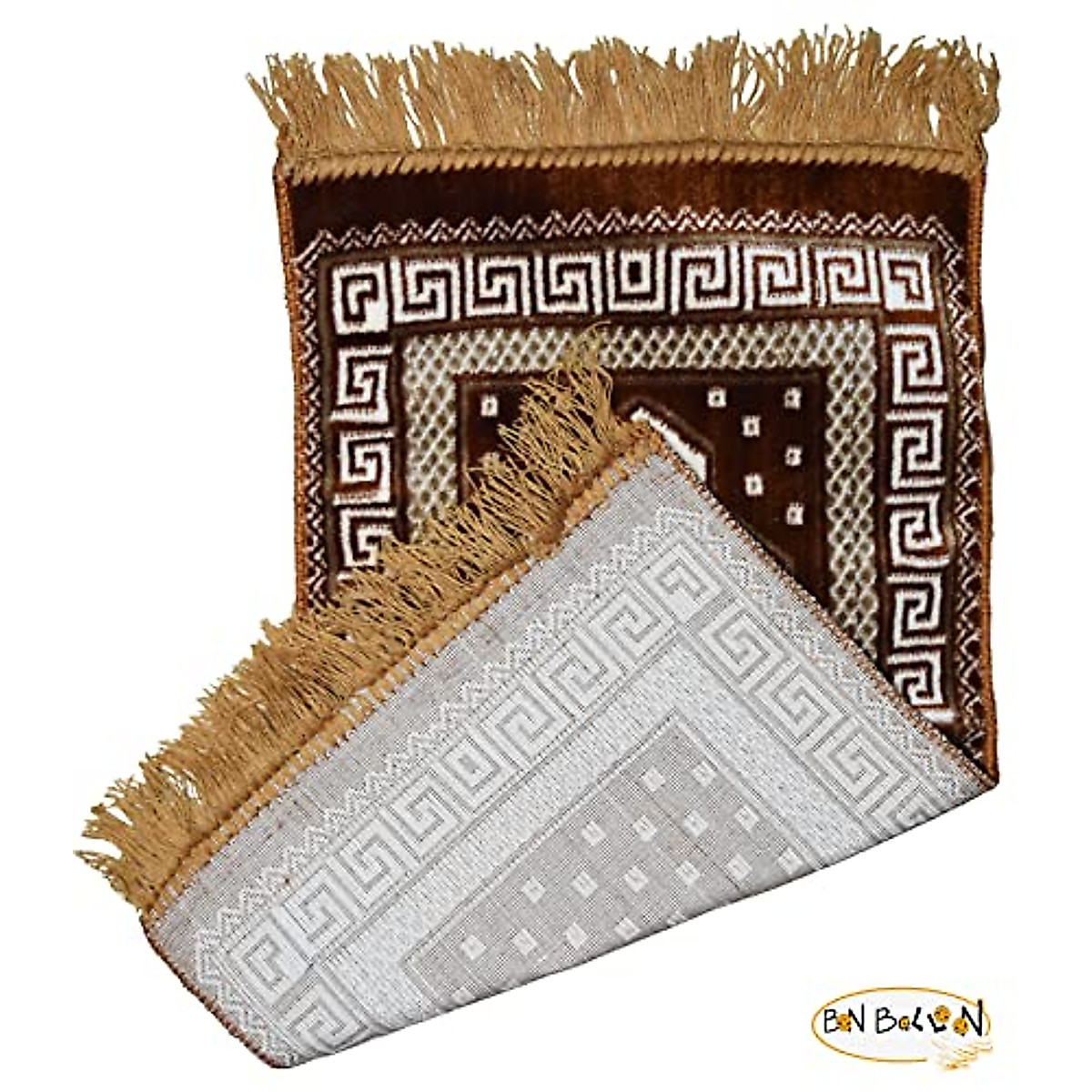 Prayer Rug Childrens Muslim Carpet Mat Islamic Salat Small Kids Janamaz Sajda Rugs Sajadah Namaz Sajjadah Small Child Toddler Mosque Mini Praying Gebetsteppich Musallah Salah Ramadan ( Light Brown )