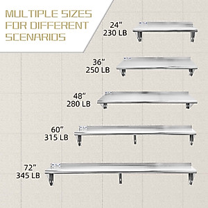 Hally Stainless Steel Shelf 12 x 36 Inches 250 lb, NSF Commercial Wall Mount Floating Shelving for Restaurant, Kitchen, Home and Hotel
