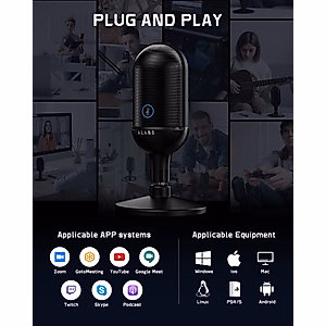 ALABS USB Wireless Cardioid Condenser Microphone for Podcast,Gaming and Home Office,100ft Signal Transmission Distance,Streaming Mic with LED Quick Mute Indicator and Noise Cancelling for PC,Mac