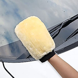 BENLIUDH Natural Wool Car Wash Mitt, Car Wash Mitt Scratch Free Chenille Wash Mitt 3 Pack