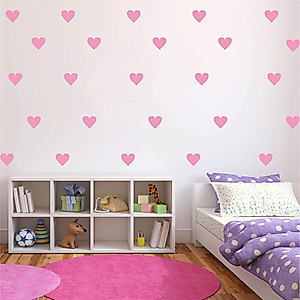 Set of 96 Pieces 2" Heart Wall Decor Sticker DIY Children's Wall Decor Decals Removable Vinyl Kids Room Baby Boys Grils Bedroom Wall Sticker (Soft Pink)
