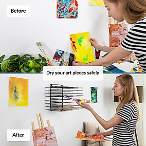 ODOXIA Art Drying Rack Hanging for Classroom | Small Hangable Paint Drying Rack | 8 Removable Shelves | Canvas Rack Art Storage | Painting Drying Rack with Screws | Stack Rack for Painting, Drawings