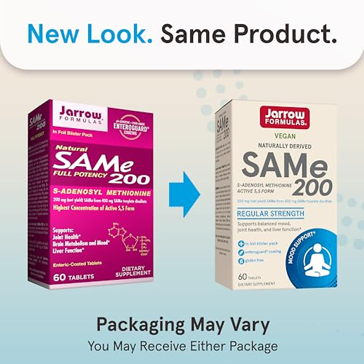 Jarrow Formulas Same 200 mg - 60 Tablets - Highest Concentration of Active S,S Form - Supports Joint Health, Liver Function, Brain Metabolism & Antioxidant Defense - 60 Servings