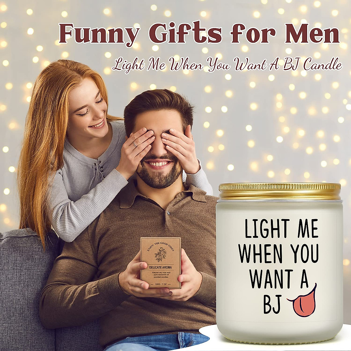 Gifts for Him - Light Me When You Want A BJ Candle, Funny Birthday Gifts for Men Naughty Valentines Day Engagement Anniversary Christmas Gifts for Husband Boyfriend Fiance Guy