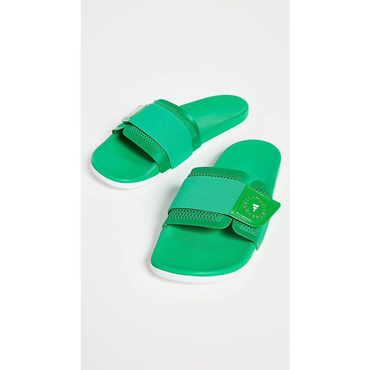 adidas by Stella McCartney Women's Slides, RichGreen/RichGreen/White, 7.5 Medium US