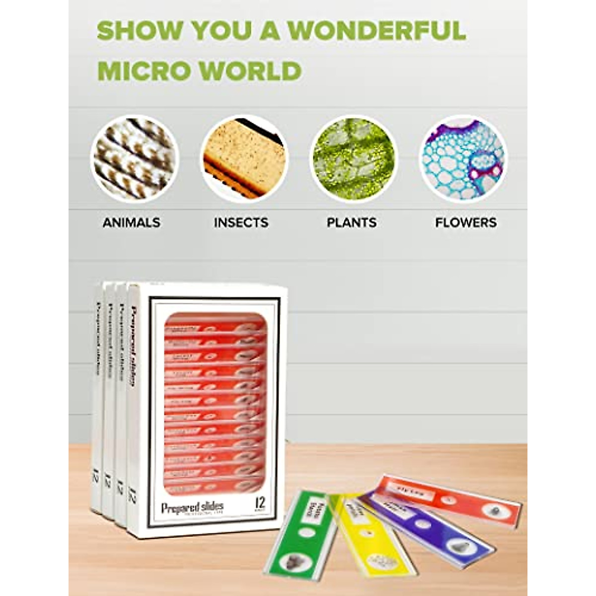 ANNLOV 7" LCD Digital Microscope with 32GB TF Card 1200X Maginfication 1080P Coin Microscope, 48Pcs Prepared Microscope Slide