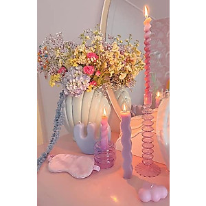 Handmade Spiral Taper Candle - 7.5 inches Twisted Candles Sticks Dripless Dinner Candle for Home Decoration Wedding Holiday Party & All Occasions, Set of 2 (White)