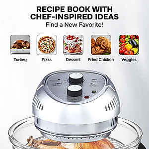 Big Boss 16Qt Large Air Fryer Oven – Large Halogen Oven Cooker with 50+ Air Fryers Recipe Book for Quick + Easy Meals for Entire Family, AirFryer Oven Makes Healthier Crispy Foods – Silver