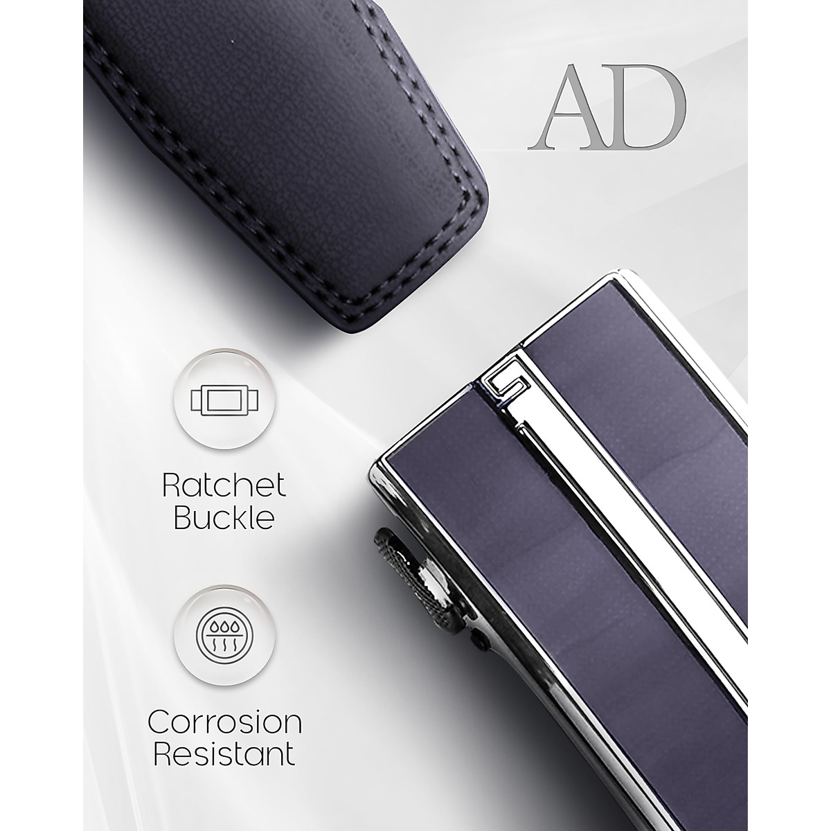 Access Denied Leather Ratchet Belts For Men - Mens Belt With Automatic Sliding Buckle For Suits, Jeans And Uniform - Designed In The USA - Gifts For Men