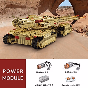 Mould King 20011 Technology MOC Building Block Tank, Remote Control Rechargeable Military Mammoth Tank, RC Tank Model Kits for Adult