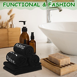 Jadive 20 Pcs Makeup Towels Black 13 x 13 Inches Microfiber Makeup Washcloths Women Makeup Remover Towels Cloth Pads Reusable Face Towels Cleansing Cloth Absorbent Wash Cloth (Vivid Style)