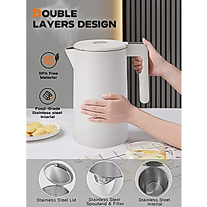 JOYHILL Electric Kettle Temperature Control,6 Variable Temperature Tea Kettle, Stainless Steel Interior 12 Hours Keep Warm,1500W Hot Water Boiler with STRIX Thermostat and Boil-Dry Protection,White