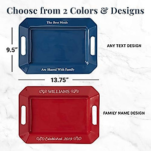 Let's Make Memories Personalized Stoneware Entertaining Platter - For Entertaining - Red Platter - Ceramic Tableware - Customized With Any Message