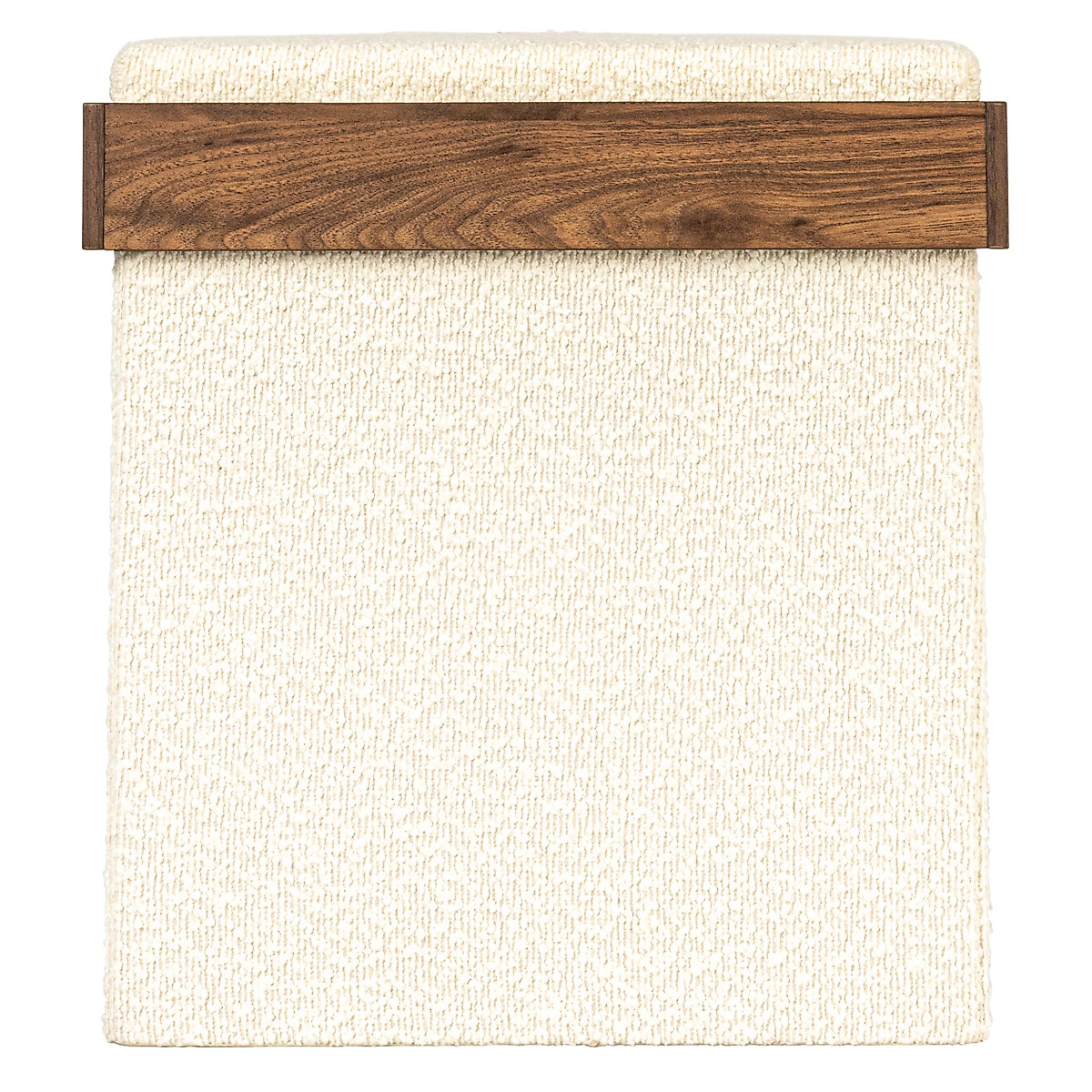 Household Essentials Versatile Boucle Ottoman with Hidden Storage, Cream