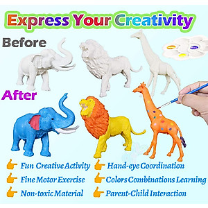 Yileqi Safari Animal Painting Kit for Kids Crafts and Arts Set, Jumbo Jungle Animal Toy Art and Crafts for Boys Girls Age 4 5 6 7 8 Years Old, DIY Art Supplies Paint for Kid Activities Birthday Gift