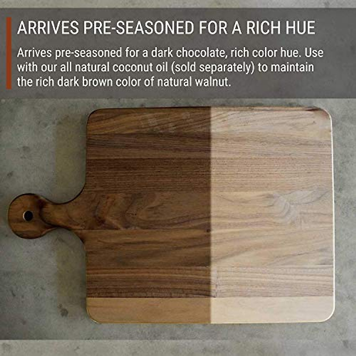 Made in USA Walnut Cutting Board by Virginia Boys Kitchens - Butcher Block made from Sustainable Hardwood (Handle - 10x16)