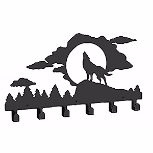 Wander Agio Wolf Moon Metal Wall Mounted Bag Hanger Coat Rack Clothing Hooks Hanging Racks Black
