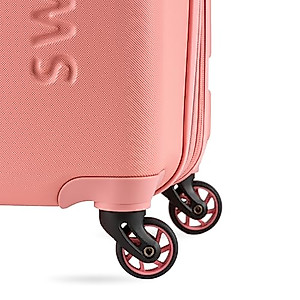 SwissGear 7366 Hardside Expandable Luggage with Spinner Wheels, Coral Almond, Checked-Medium 23-Inch