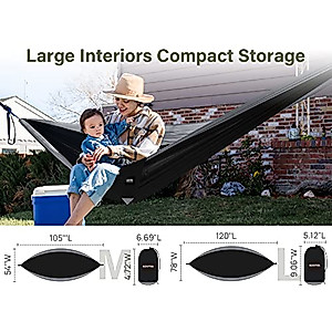 Kootek Camping Hammock Double Portable Hammocks Camping Accessories for Outdoor, Indoor, Backpacking, Travel, Beach, Backyard, Patio, Hiking