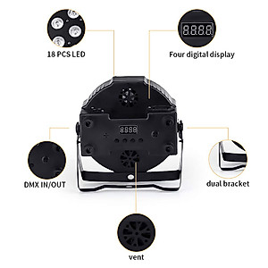 Stage Lights 7x18W Uplights with Strict Testing 6in1 RGBWA UV LED Par Lights Sound Activated DMX512 Control Bright DJ Par Light for Stage Party Club Disco Wedding Events