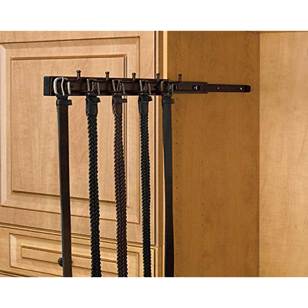 Pull Out Belt Rack Closet Storage System | Accessible, Durable & Reversible | Oil Rubbed Bronze, Steel