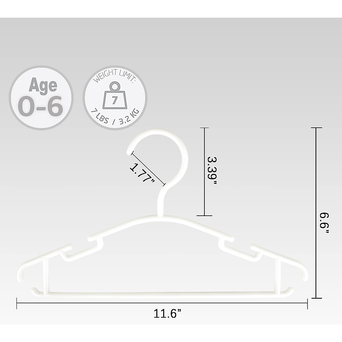 GoodtoU Plastic Kids Hangers, 60 Pack, White, Lightweight, Suitable for 0-6 Years, Holds Clothes and Organizes Closets