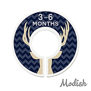 Modish Labels Baby Clothes Size Dividers, Baby Closet Organizers, Size Dividers, Baby Closet Organizers, Closet Dividers, Clothes Organizer, Nursery, Boy, Woodland, Deer, Navy, Tan, Gray (Baby)