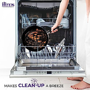 Ilinos 10 Inch Frying Pan - Non-stick Ceramic Pan with Lid for Gas and Induction Cookers, Oven and Dishwasher Safe Frying Pan With Lid, High Heat Resistance and Even Heat Distribution