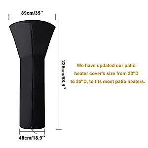 Naiveroo Patio Heater Covers, 420D Waterproof Outdoor Heater Cover with Storage Bag, 89'' H x 35" D x 19" B , Zipper Top Design
