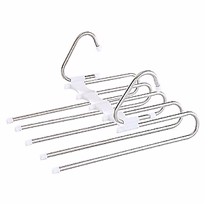 Tbkoly 5 in 1 Pant Rack Multifunction Shelves Steel Multi-Functional Wardrobe Magic Trouser Hanger Coat Storage