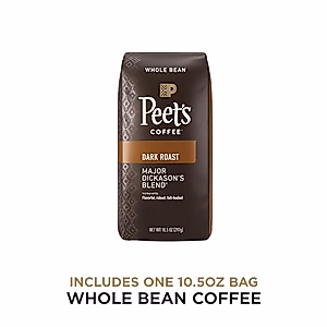 Peet's Coffee, Dark Roast Whole Bean Coffee - Major Dickason's Blend 10.5 Ounce Bag