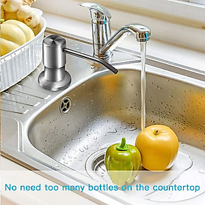 OHiHi Dish Soap Dispenser for Kitchen Sink (Brushed Nickel), Countertop Sink Soap Dispenser Water Pump with 47” No-Spill Extension Tube Kit Design for Kitchen Bathroom, No More Refills （Sliver）