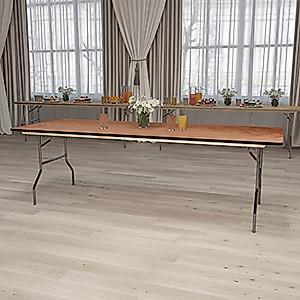 Flash Furniture 8-Foot Rectangular Wood Folding Banquet Table with Clear Coated Finished Top