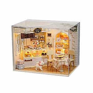 CUTEBEE Dollhouse Miniature with Furniture, DIY Dollhouse Kit Plus Dust Proof and Music Movement, 1:24 Scale Creative Room for Valentine's Day Gift Idea(Cake Diary)