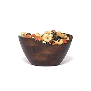 Lipper International Set of 4 Walnut Finish Small Wavy Rim Bowls